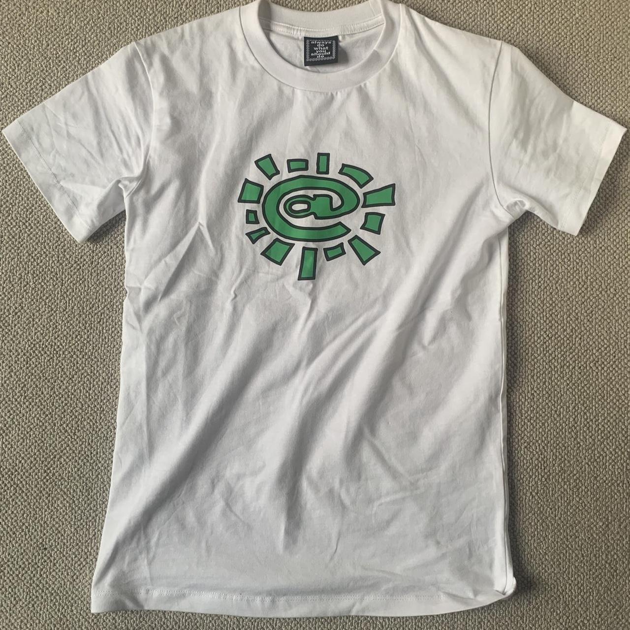 Green logo on white adwysd t shirt Men’s S - shrunk... - Depop