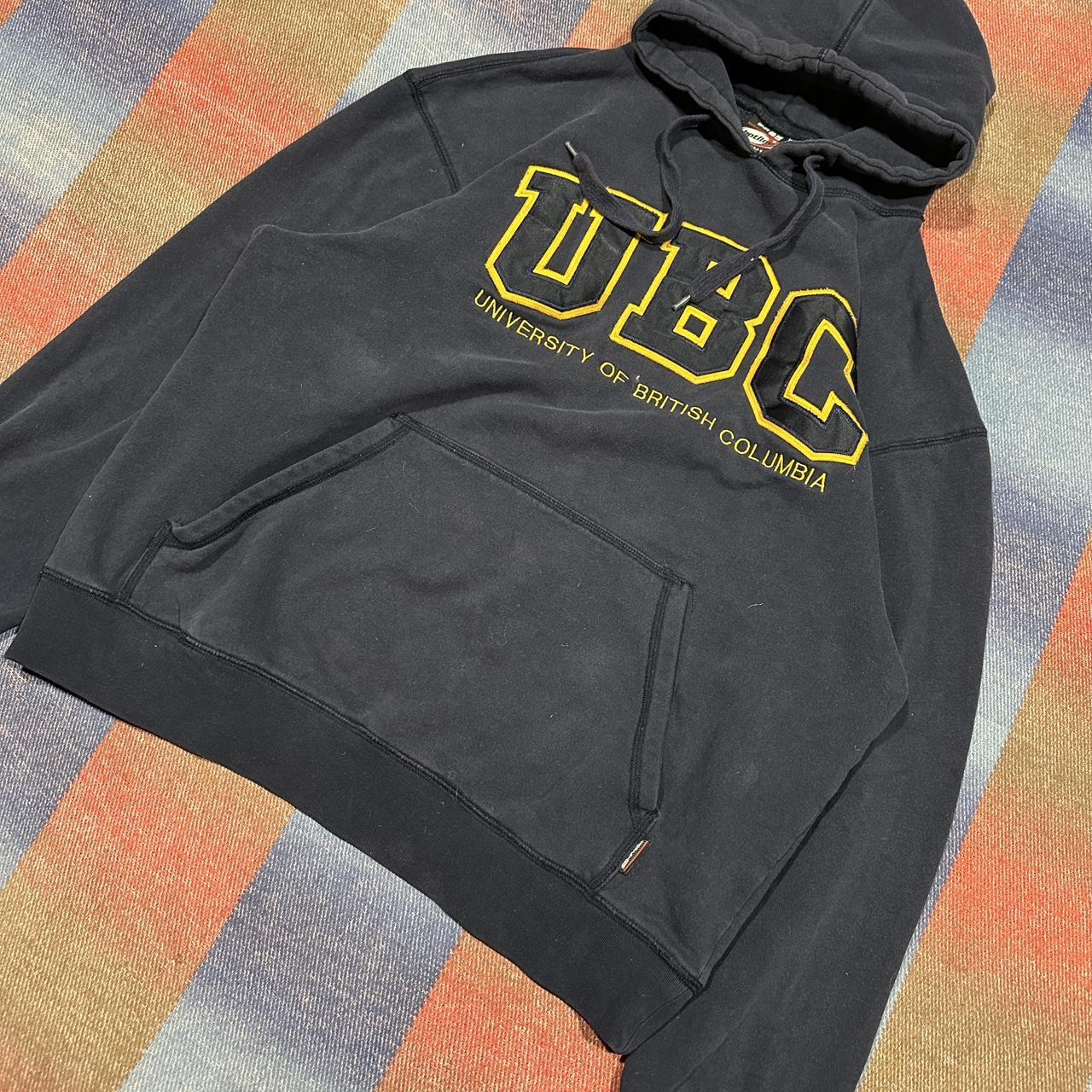 Vintage 90's Boxy Navy UBC Hoodie Sweatshirt - Size... - Depop