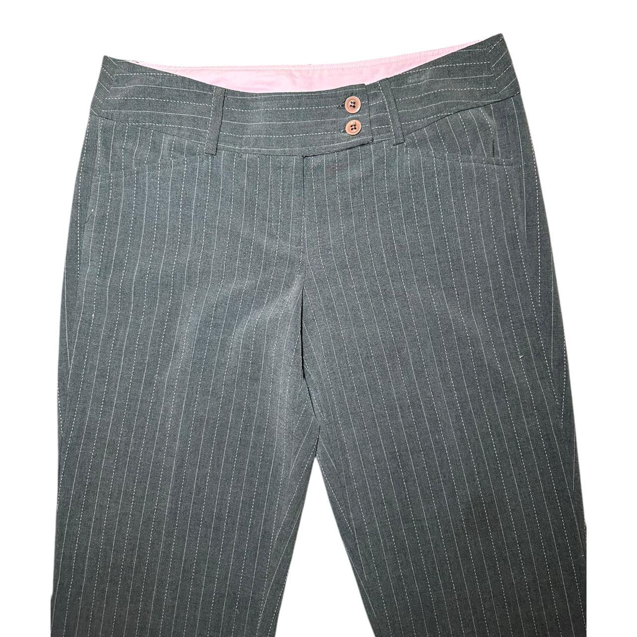 y2k 2000s office siren charcoal gray pink pinstripe... | Depop