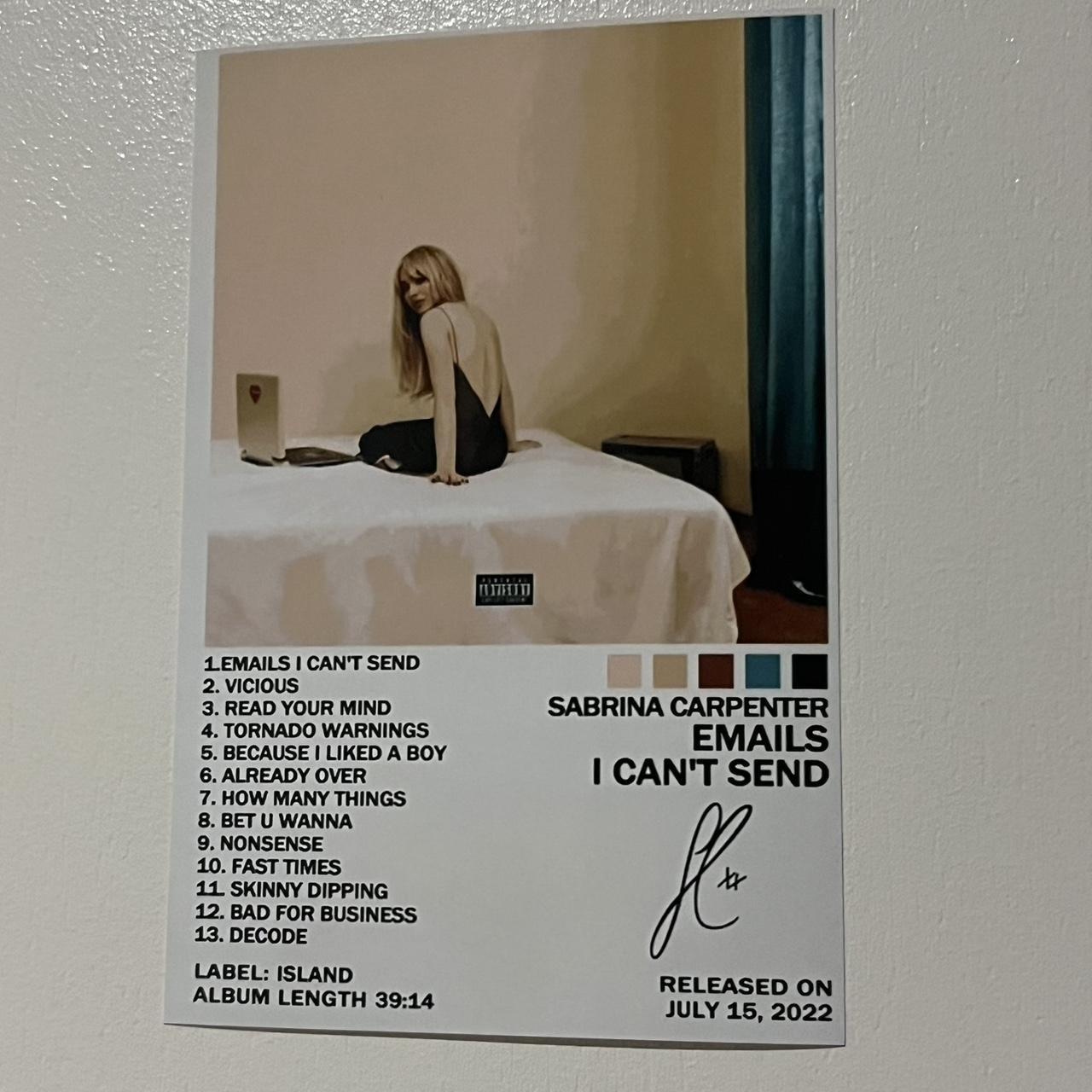 Sabrina Carpenter Emails I Can’t Send Mini Poster 4... | Depop
