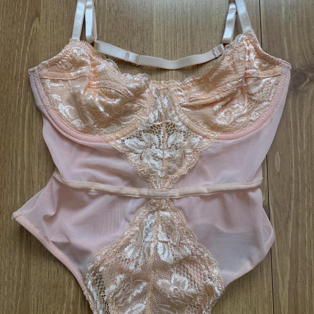 Bright peach color lingerie teddy - size small -... - Depop