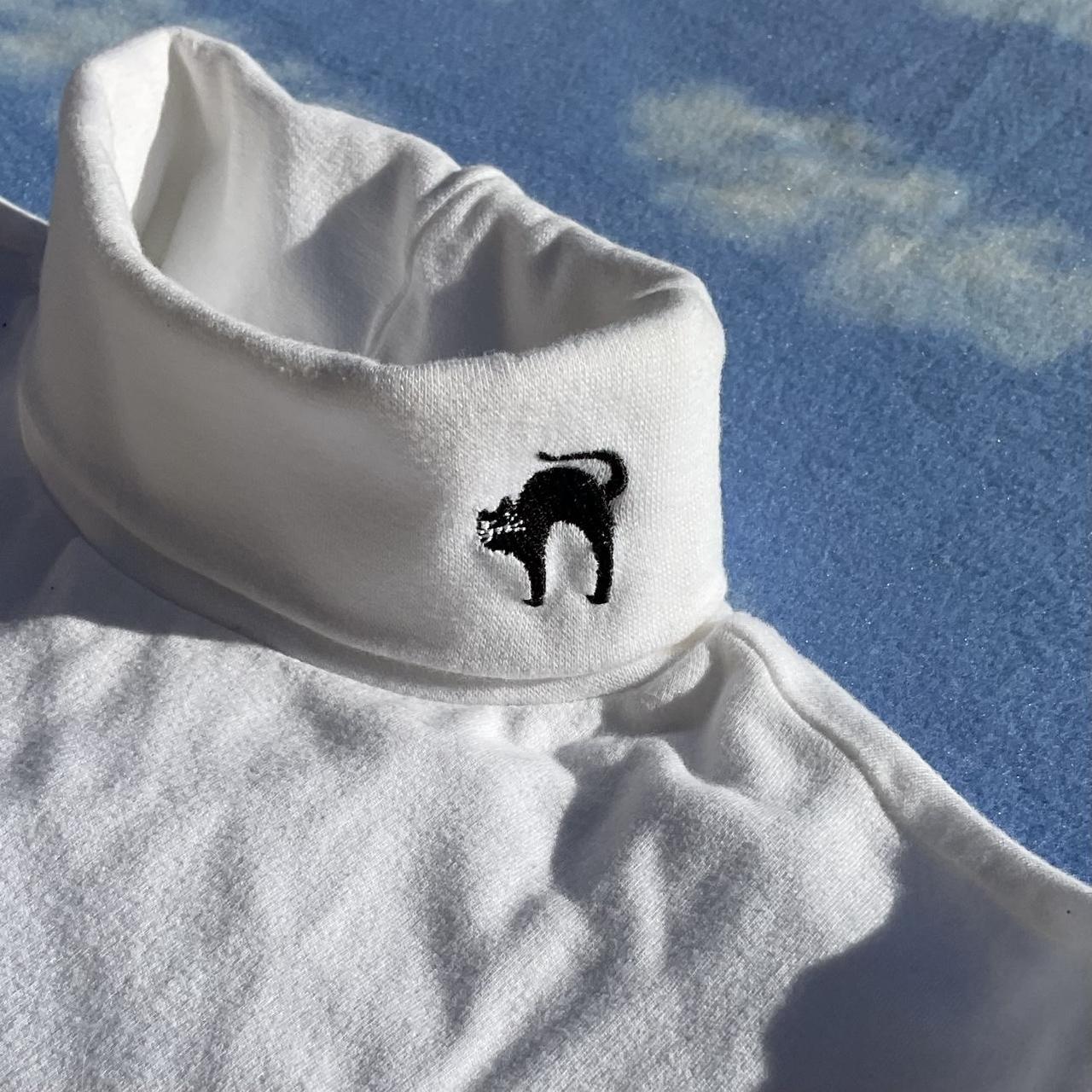Black Cat Turtleneck Soft and cute white turtleneck... - Depop