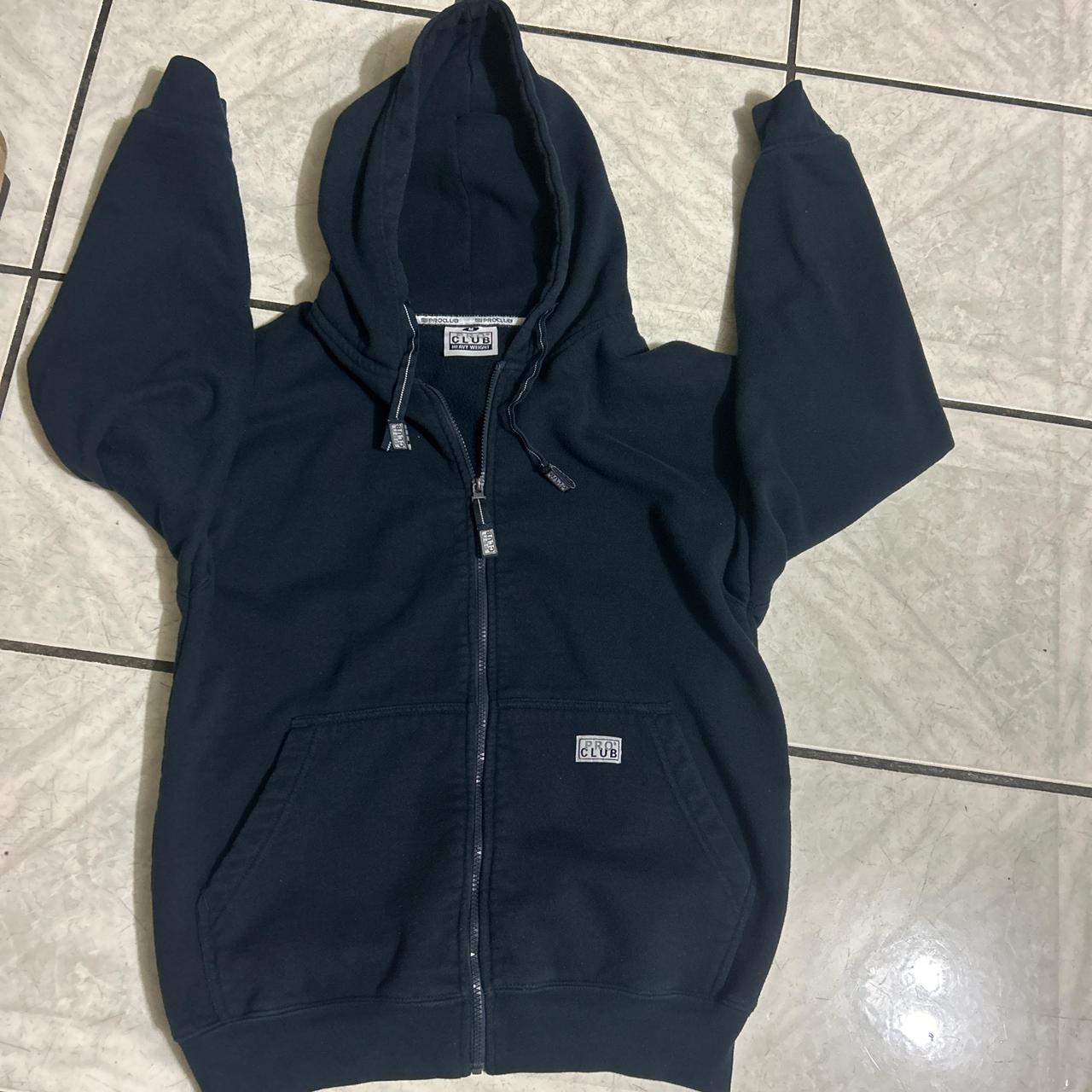 Navy pro club zipup heavy weight SIZE MEDIUM good... - Depop