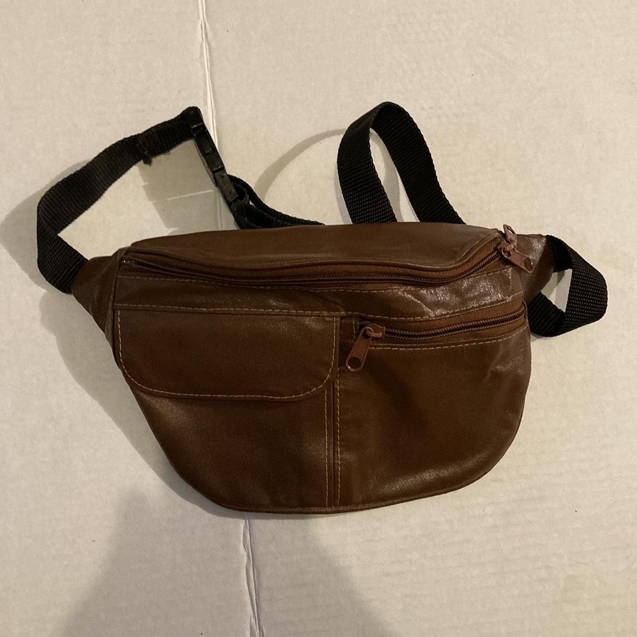90’s Vintage Brown Genuine Leather Fanny pack... - Depop