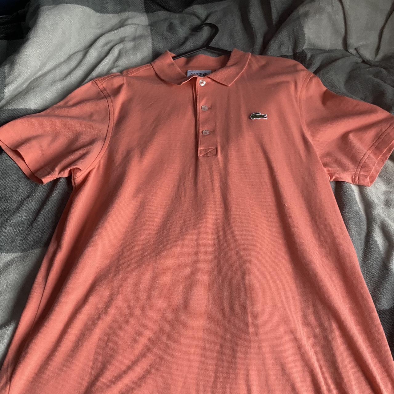 salmon pink lacoste polo shirt 100% Authentic worn... - Depop