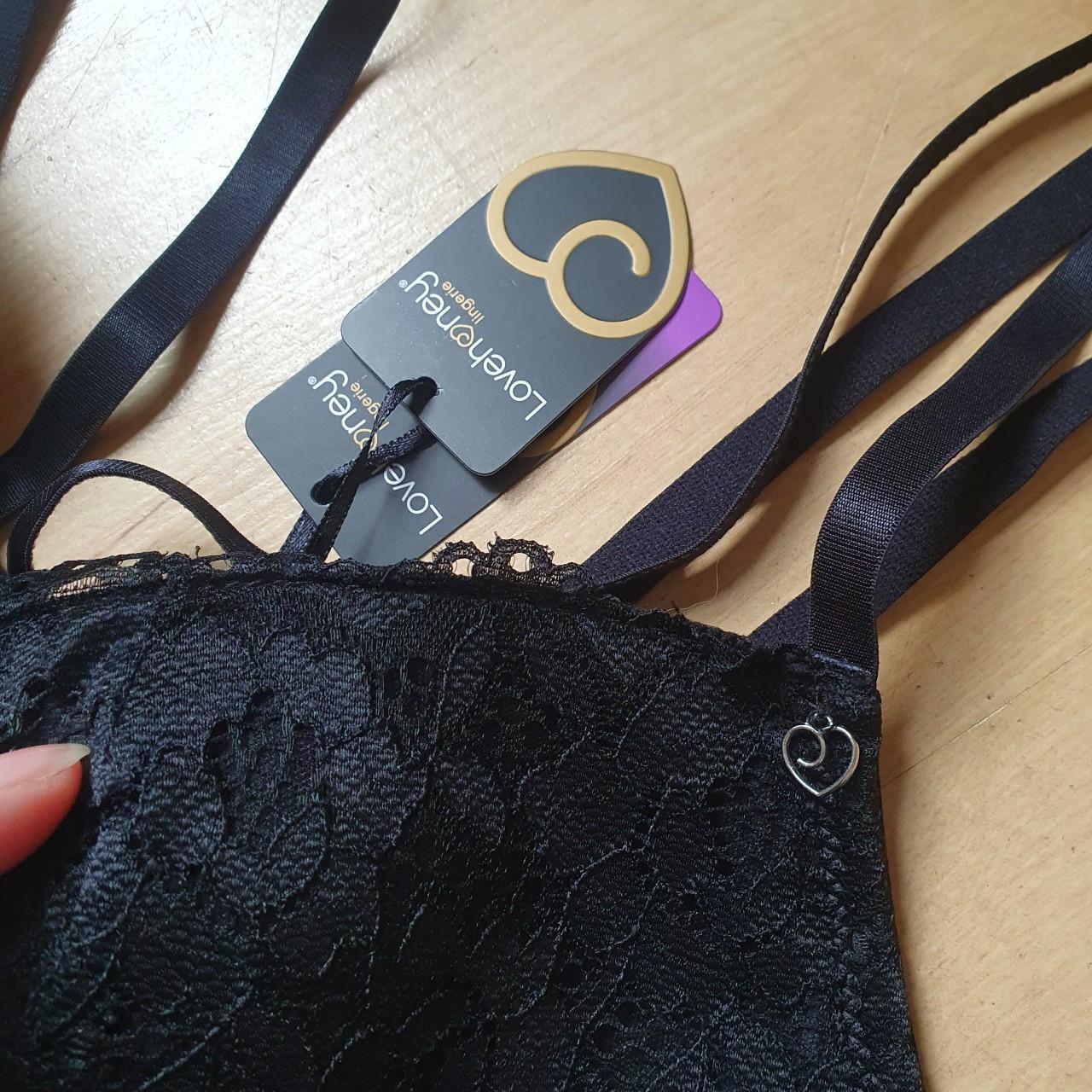 Lovehoney Parisienne Black lace plunge Longline bra... - Depop