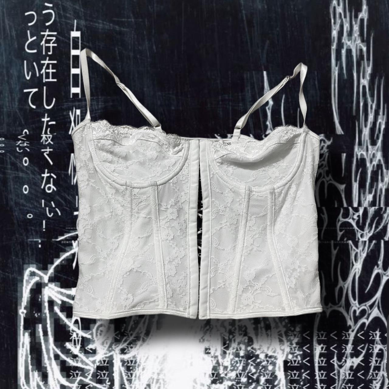 White flower lace drawstring tank top/bra Size M ,... - Depop