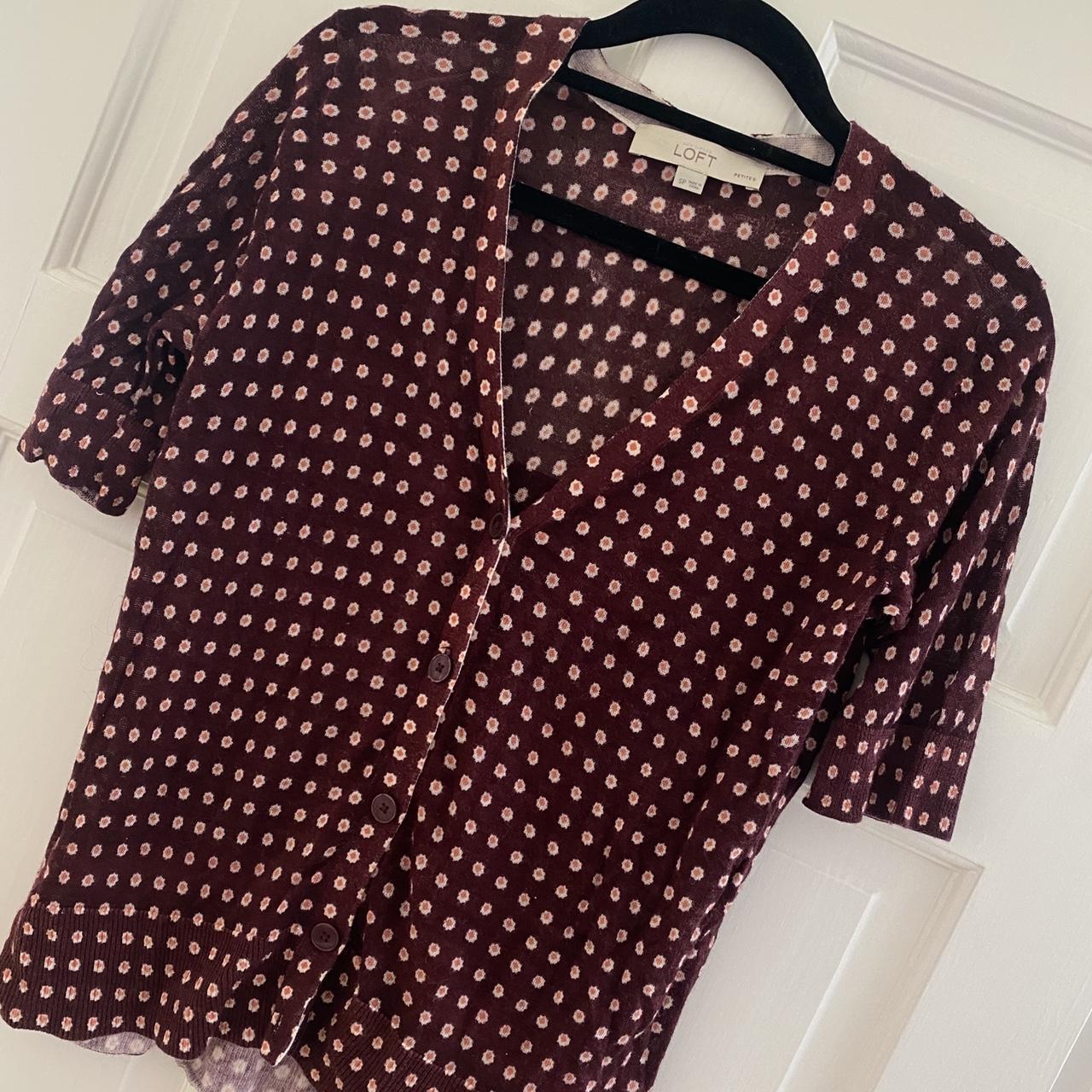 Vintage Loft brand size small knit button down short... - Depop