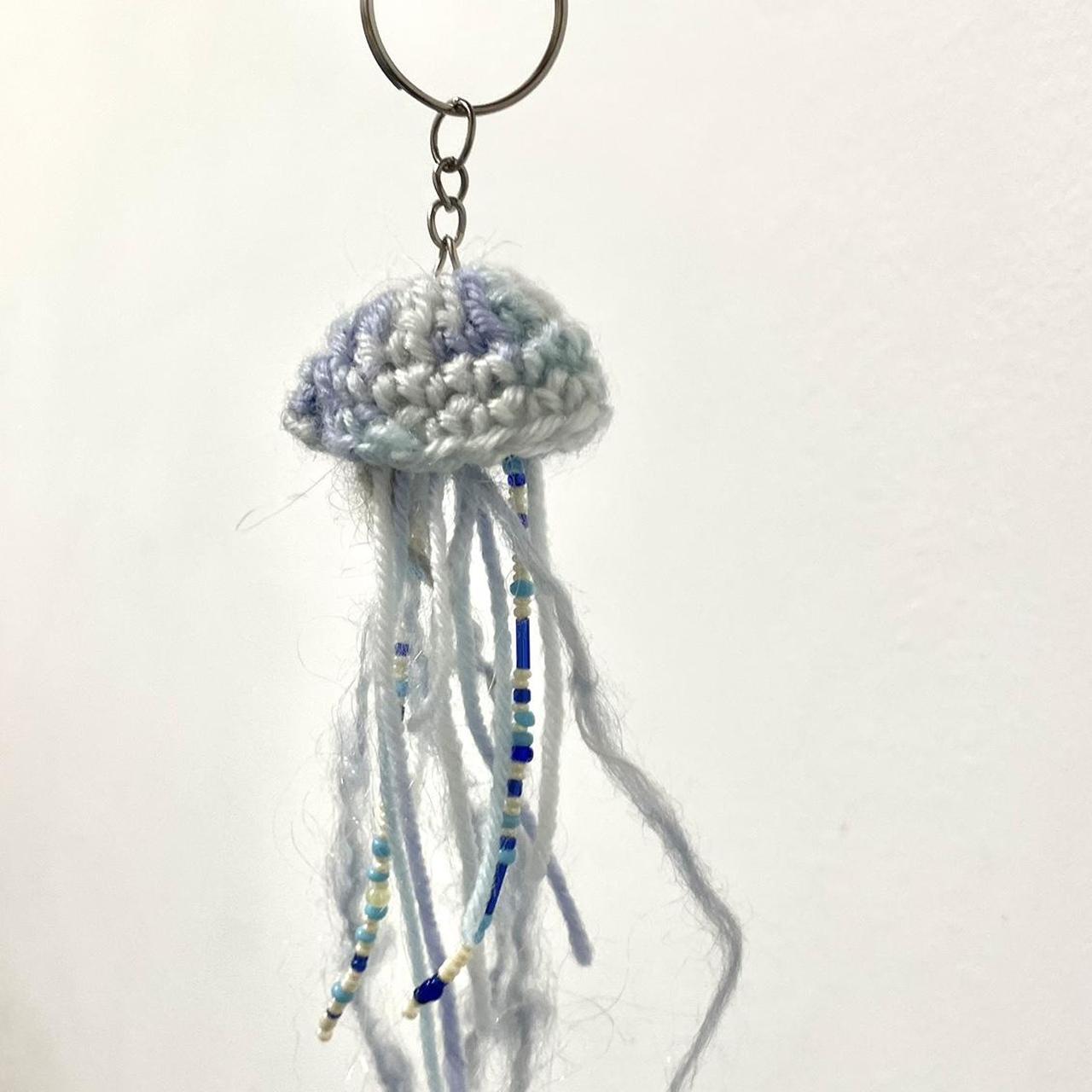 Cutest blue crochet jellyfish keychain 🪼 #crochet... - Depop