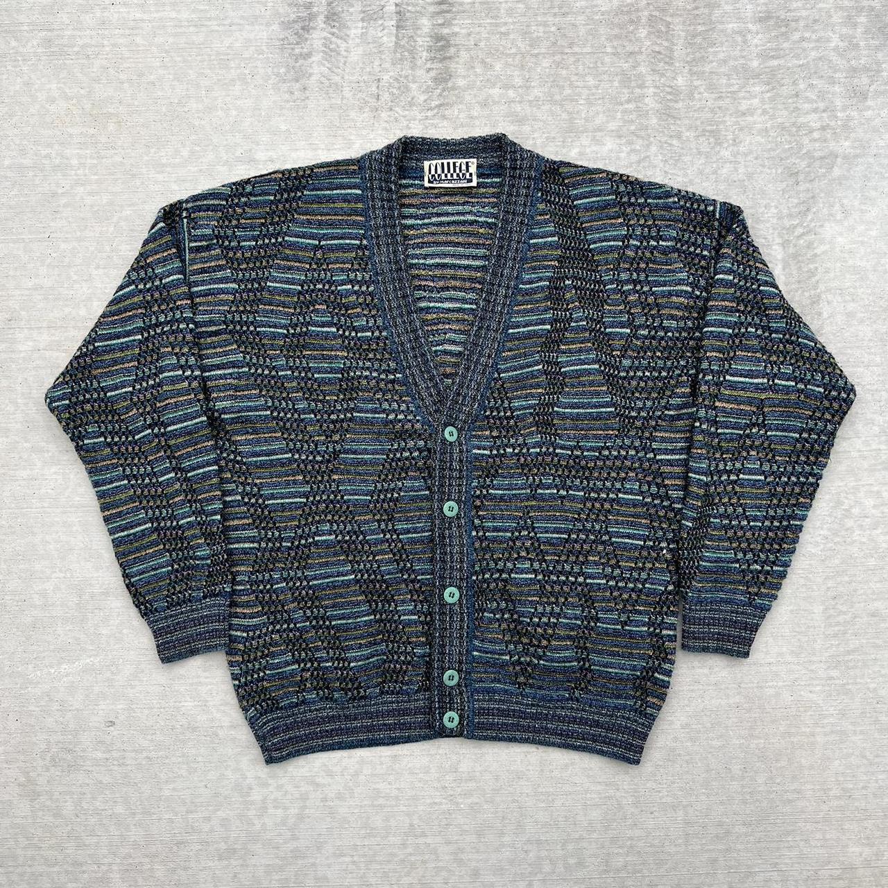 Vintage 80s Multicolor Italian Knit Sweater Fits... | Depop