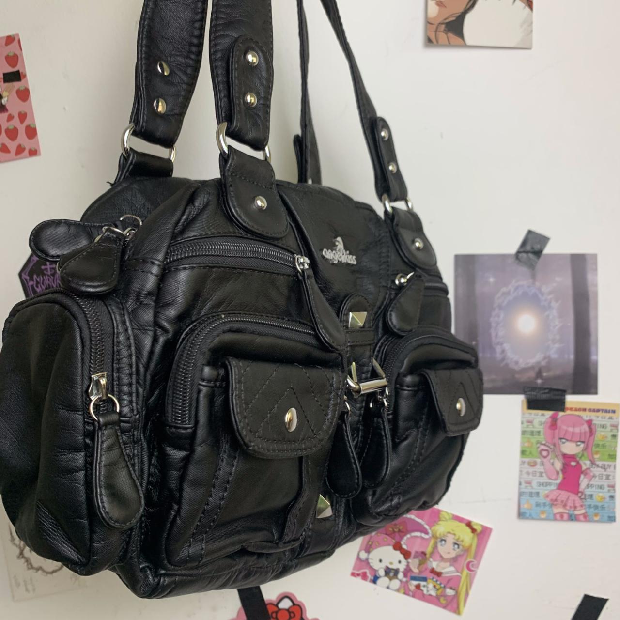 00S y2k streetwear light| grey pu bag, streetwear... - Depop