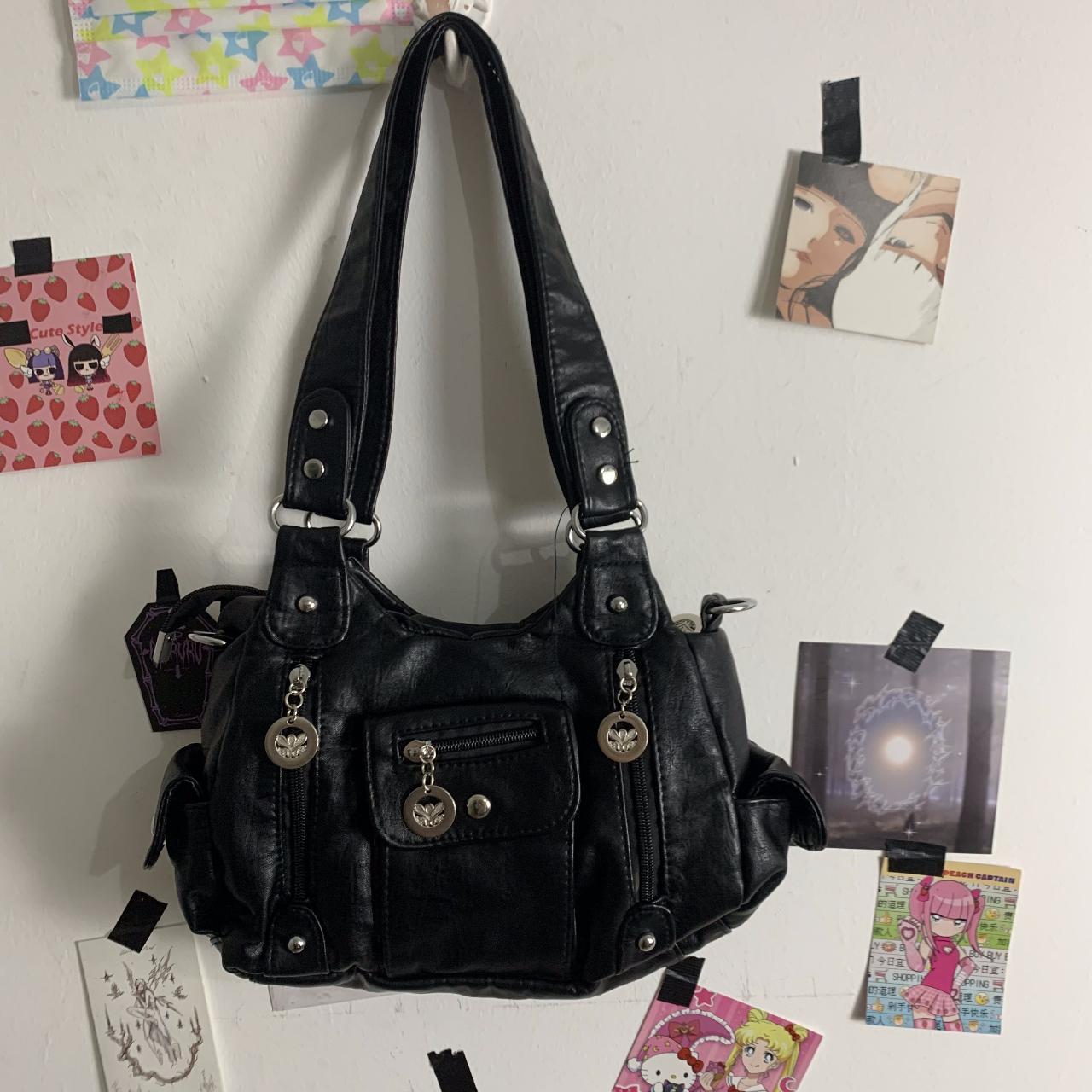 00S y2k streetwear light| grey pu bag, streetwear... - Depop