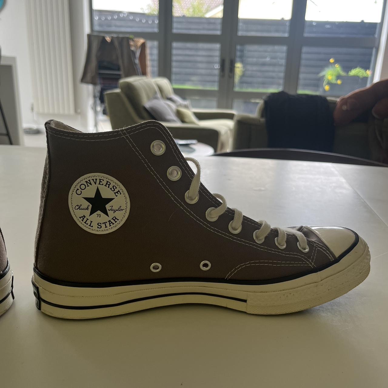 Brown Converse all stars size 9 only worn twice... - Depop
