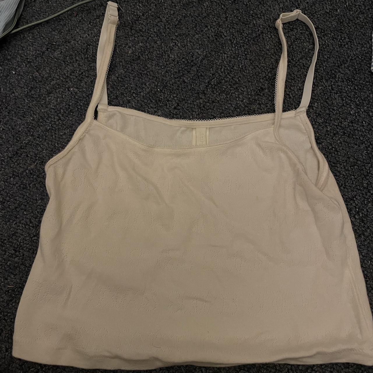 Vintage SKIMS Cream Tank Top with Embedded... - Depop