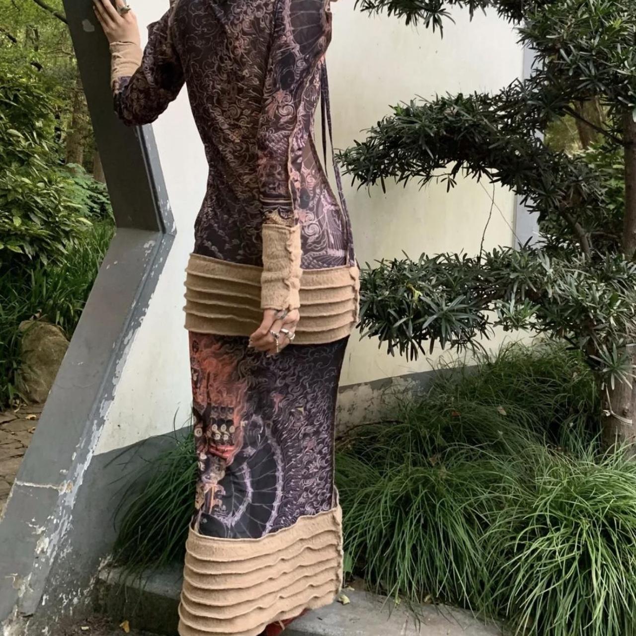 Y2K JPG VivienneTam style Bodycon Mesh Dress From... - Depop