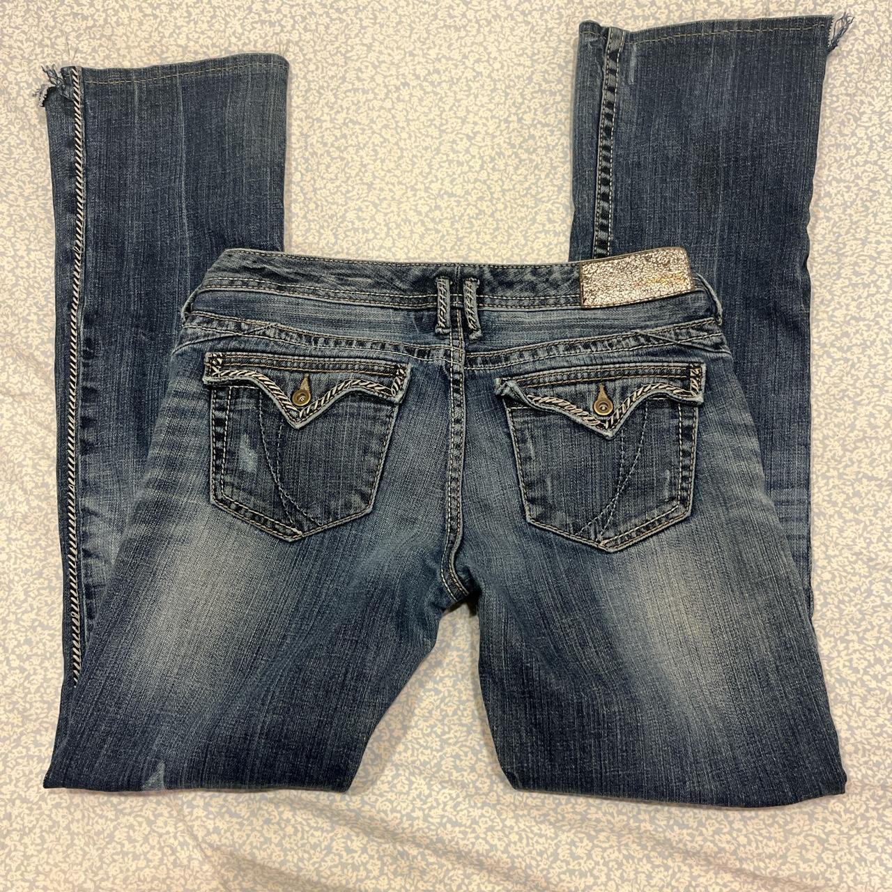 super cute low rise miss me jeans y2k staple stripey... - Depop