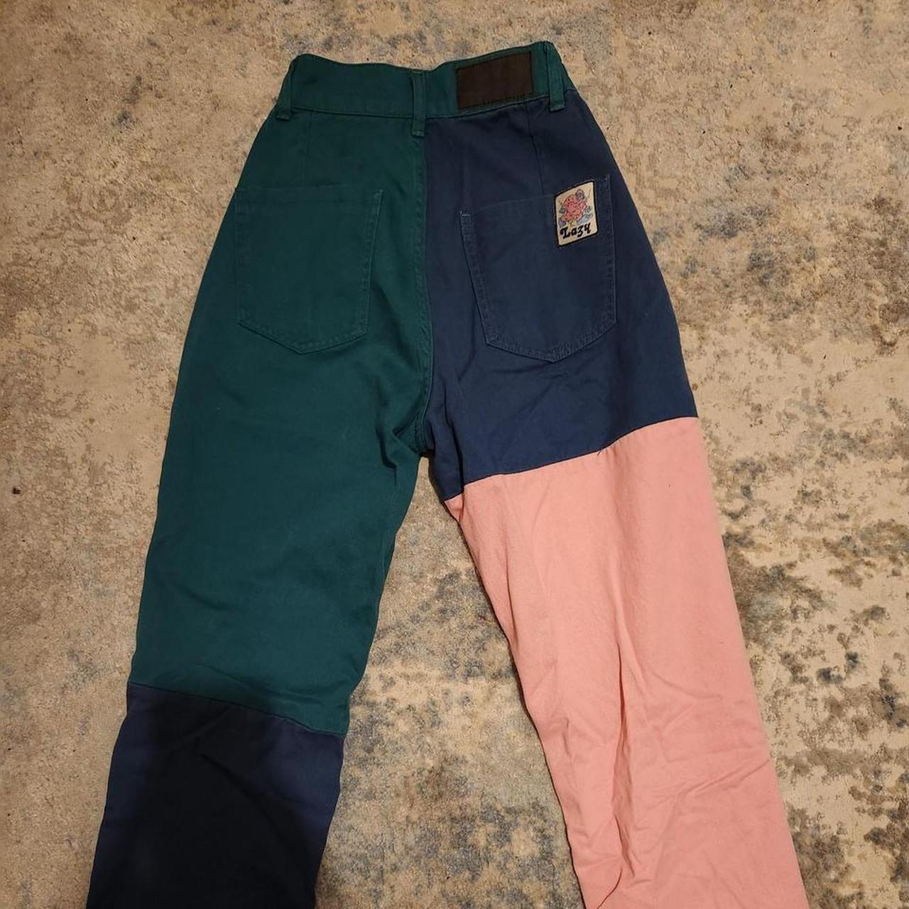 Lazy Oaf Color Block Trousers - Fits Size 24" (tight... - Depop