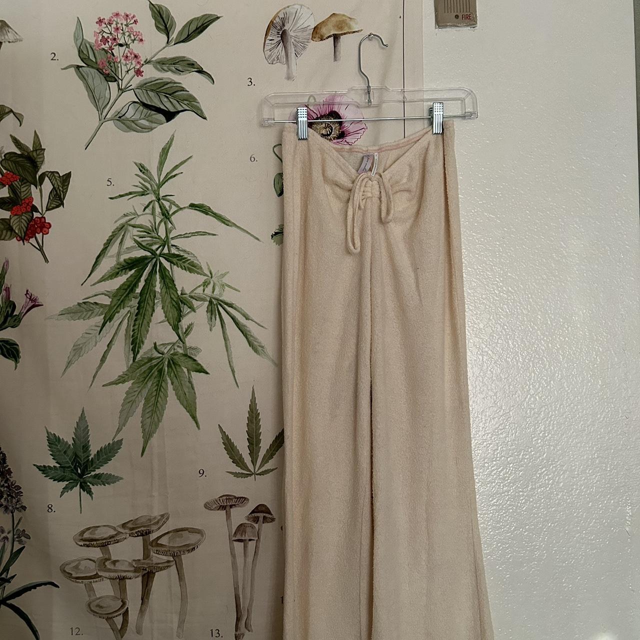 urban outfitters cream/white fluffy flare pants no... | Depop