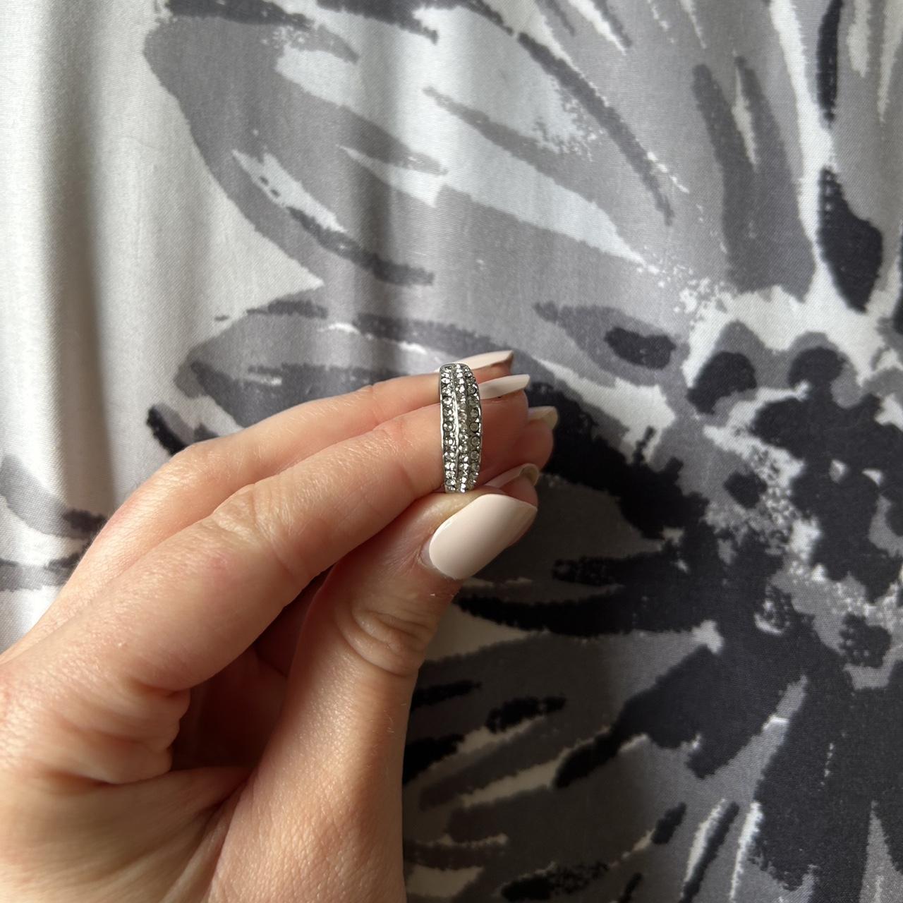 Silver crystal stackable ring #stackingrings slight... | Depop