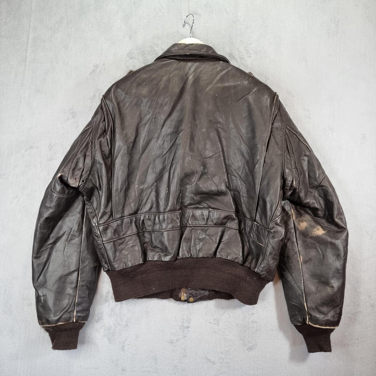 Vintage Schott A2 Leather Flight Jacket Mens Large... - Depop