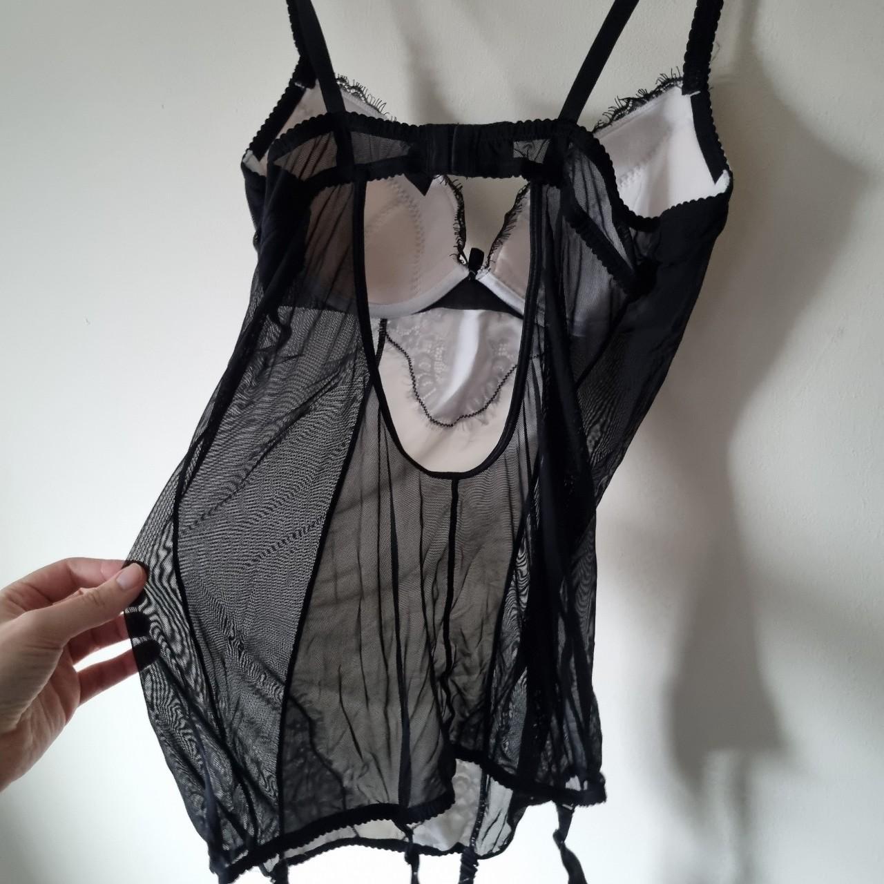 Ann Summers white and black cami suspender.... - Depop
