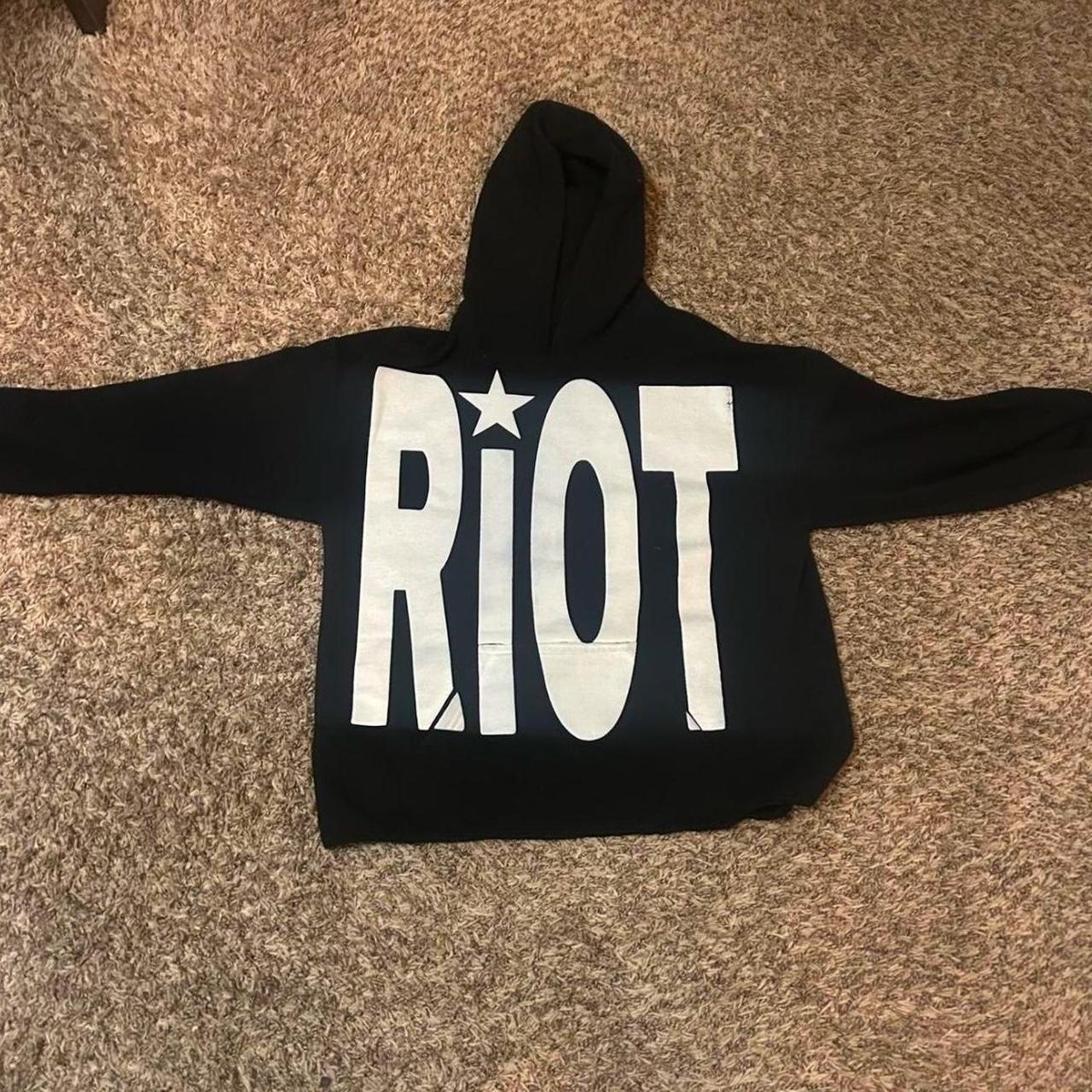Black and white Riot hoodie #riot - Depop