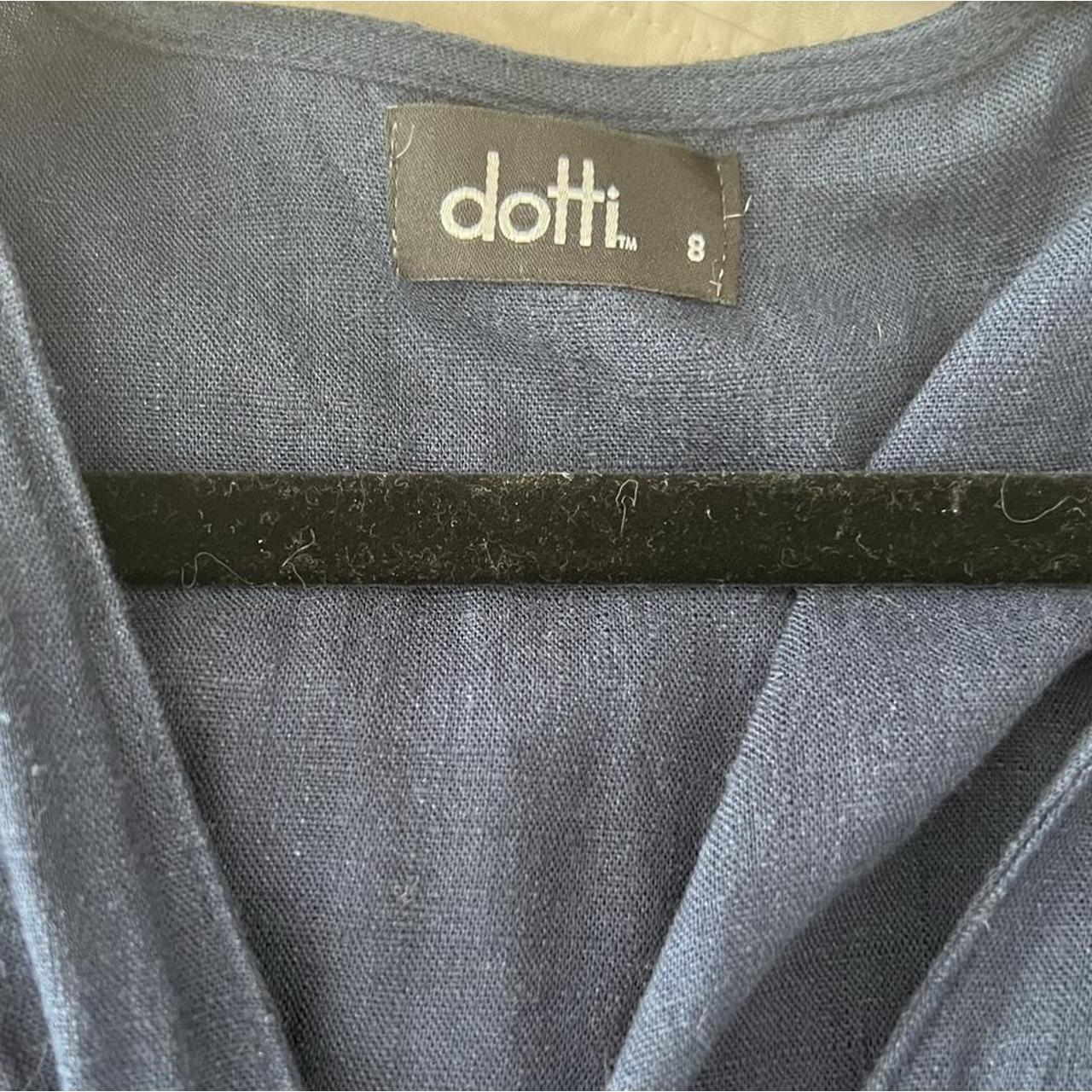 Dotti Navy Linen Blend Button Down Dress 8 Worn twice - Depop