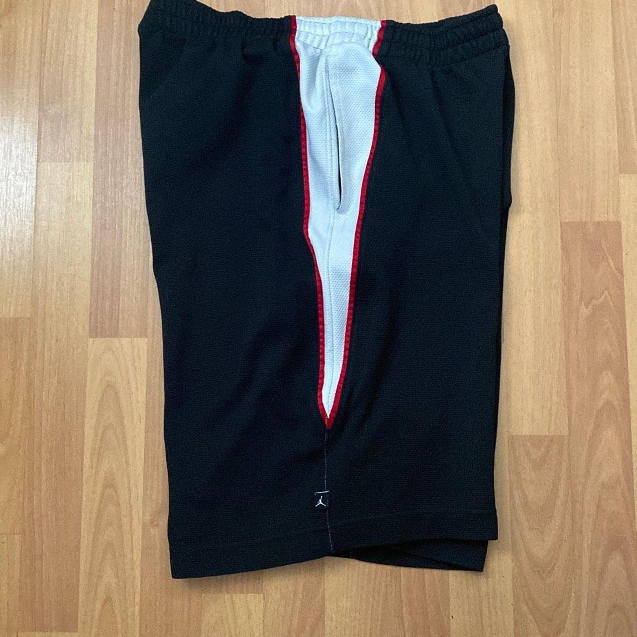Air Jordan Long Black White Red Sweat Long Shorts... - Depop