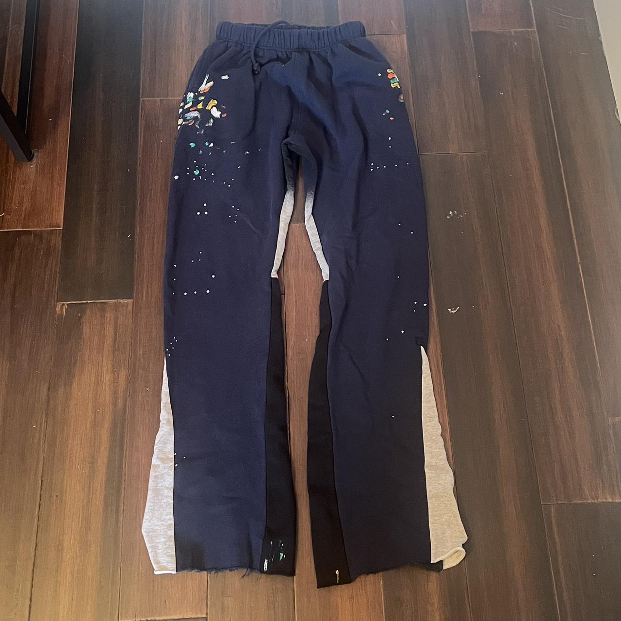 navy mnml flared sweatpants - great condition -... - Depop