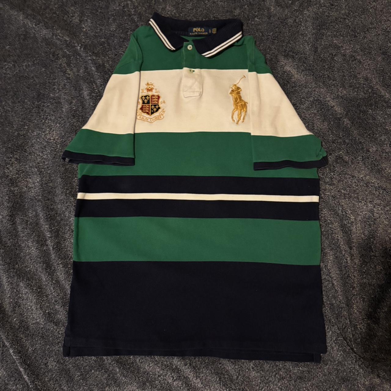 striped green chief keef ralph lauren polo size... | Depop