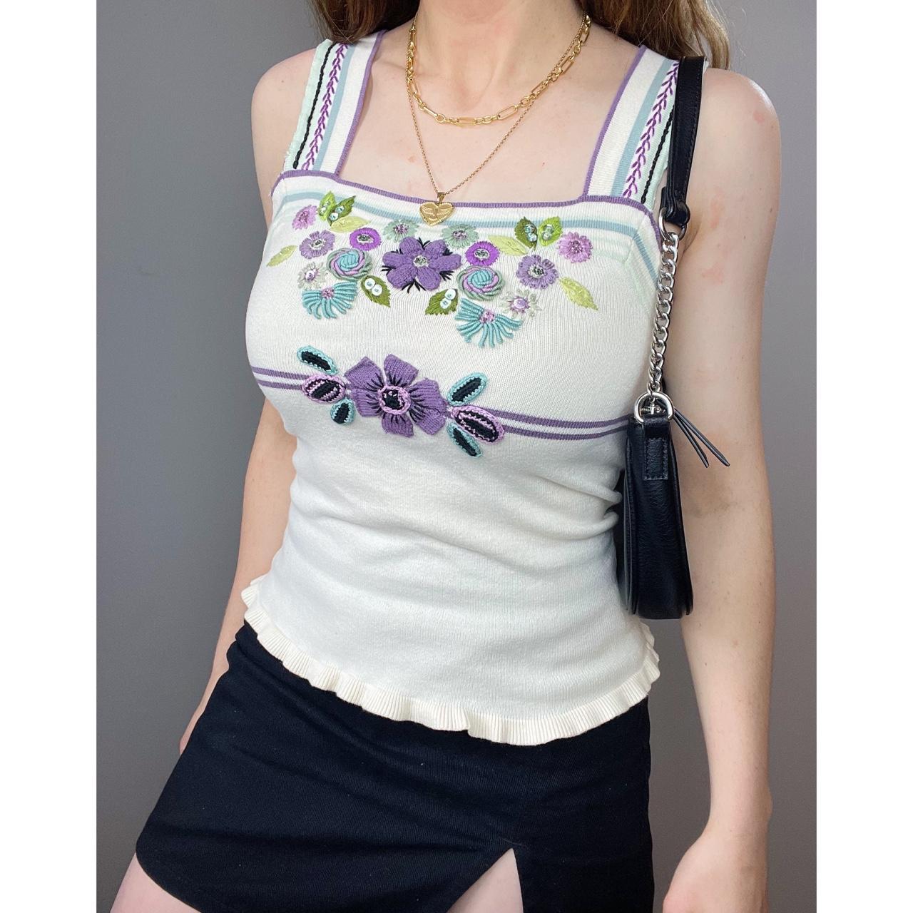 Nanette Lepore Embroidered Floral Top • Size XS •... - Depop