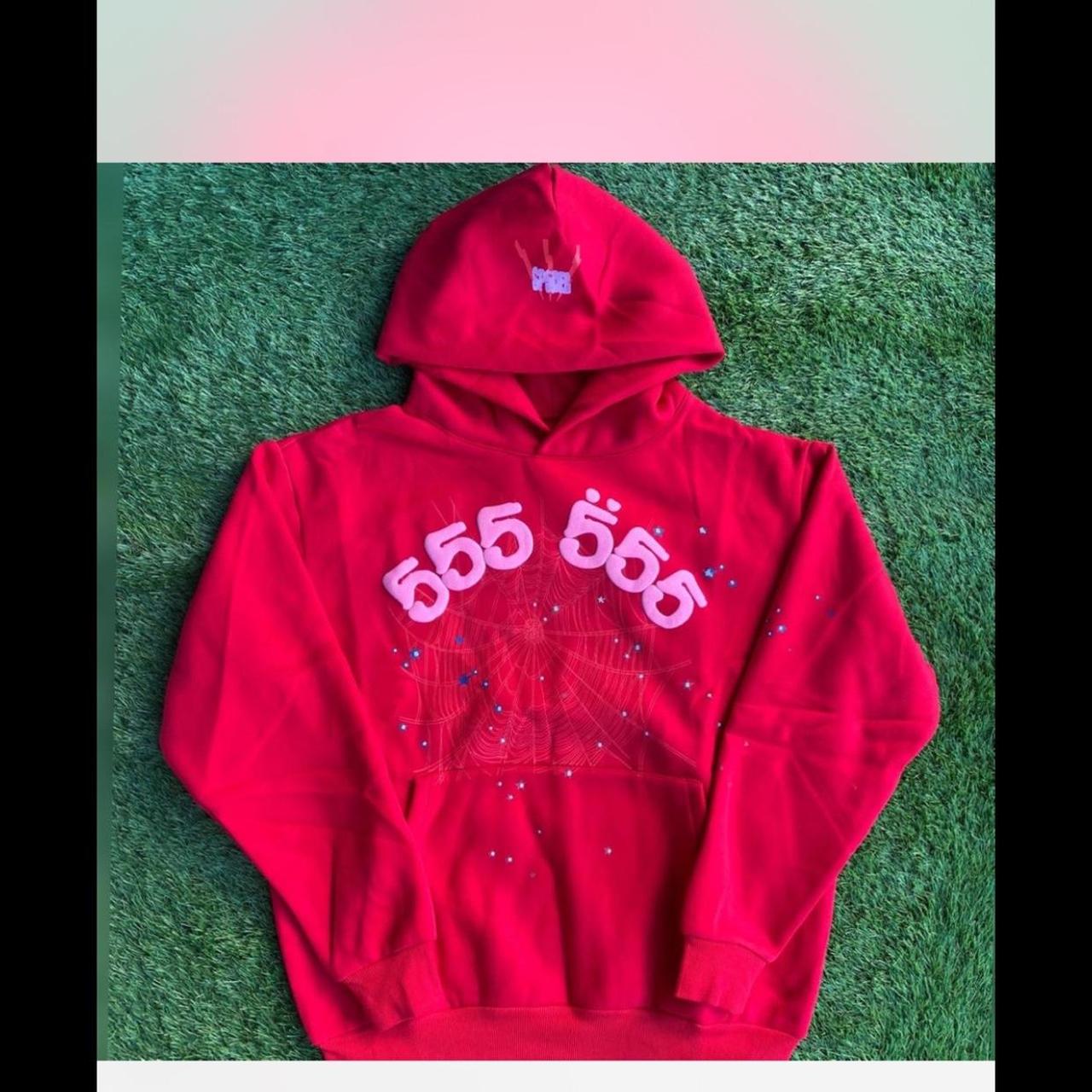 Red and pink 555 hoodie #hoodie - Depop