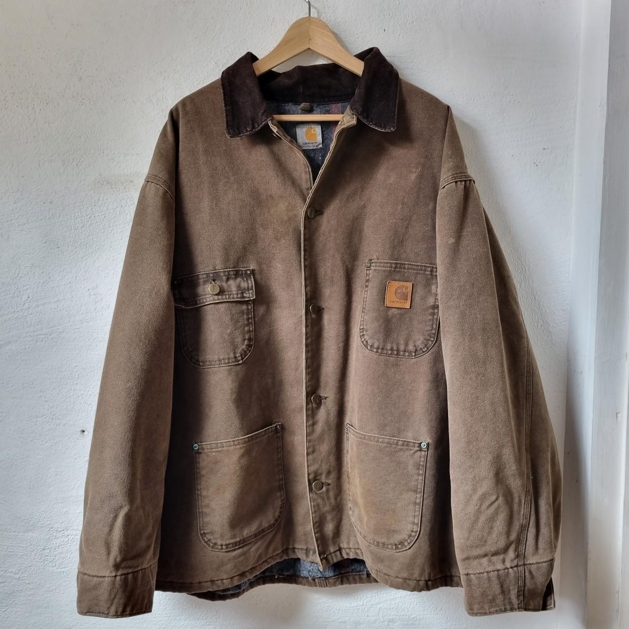 Brown Carhartt Detroit Chore Jacket with Cord... - Depop