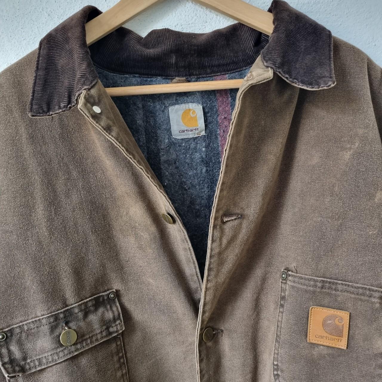 Brown Carhartt Detroit Chore Jacket with Cord... - Depop