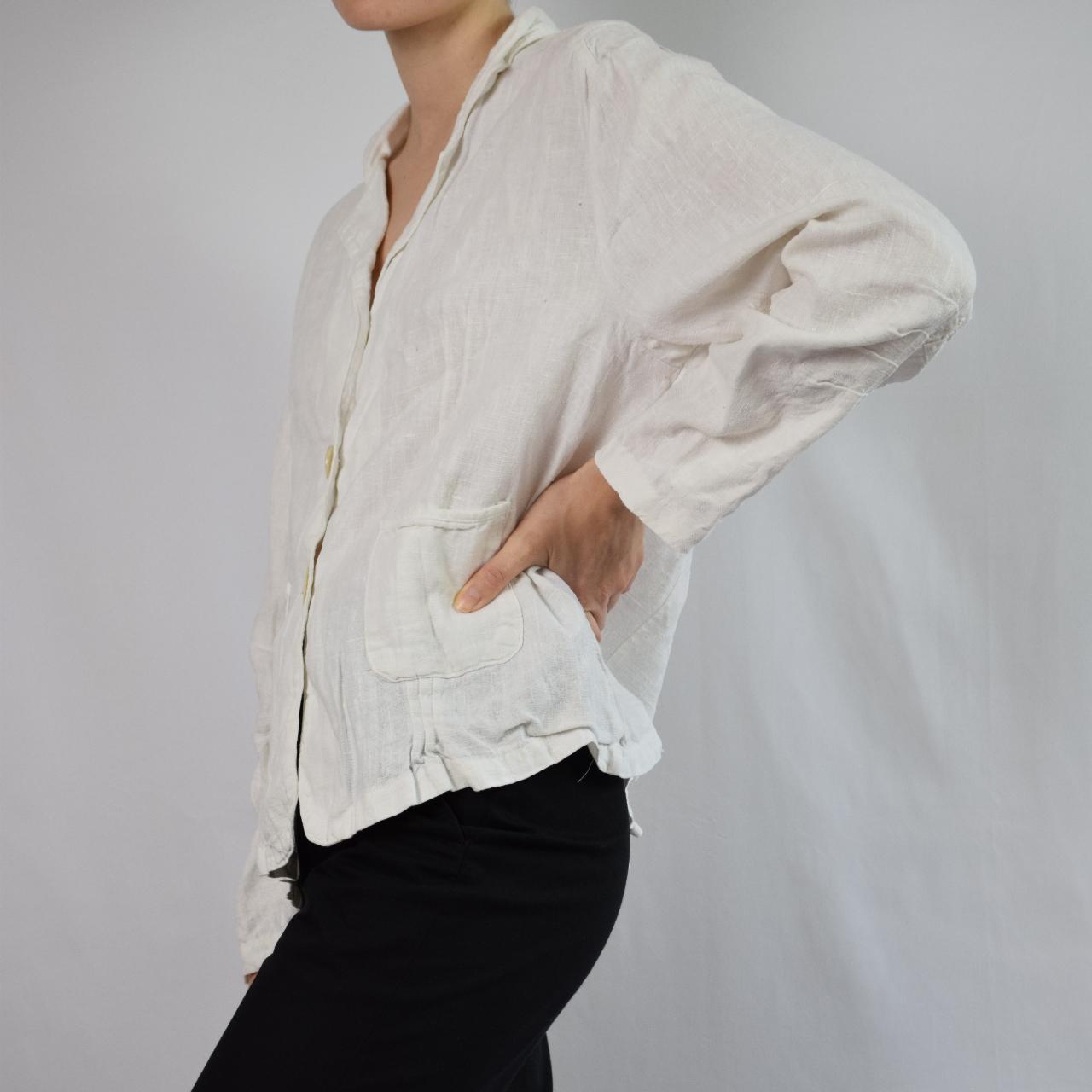 white 'luana' light linen jacket 100 % linen... - Depop