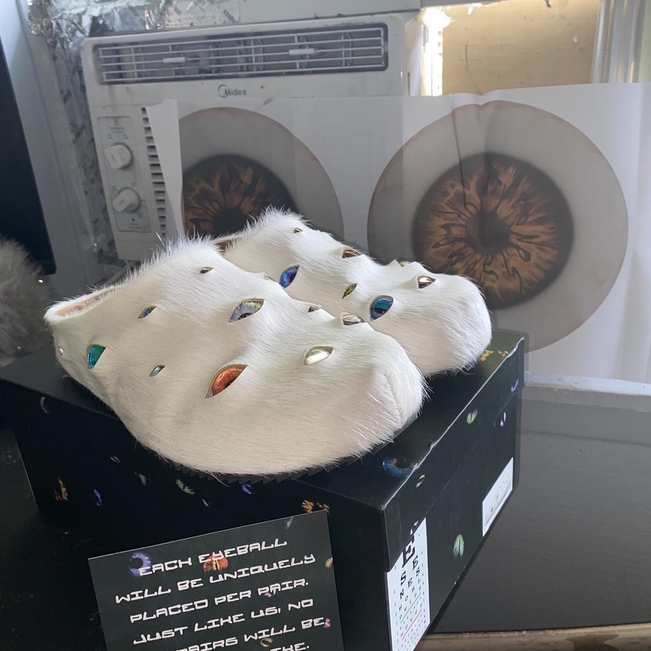 Esenes white eyeball mules rare size worn 2 times... - Depop