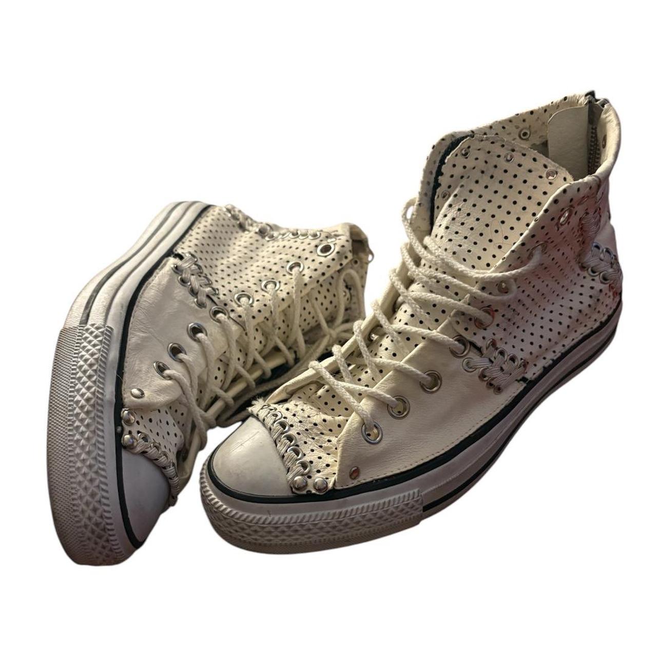 Velvet jam reconstructed converse. Missing a stud on... | Depop