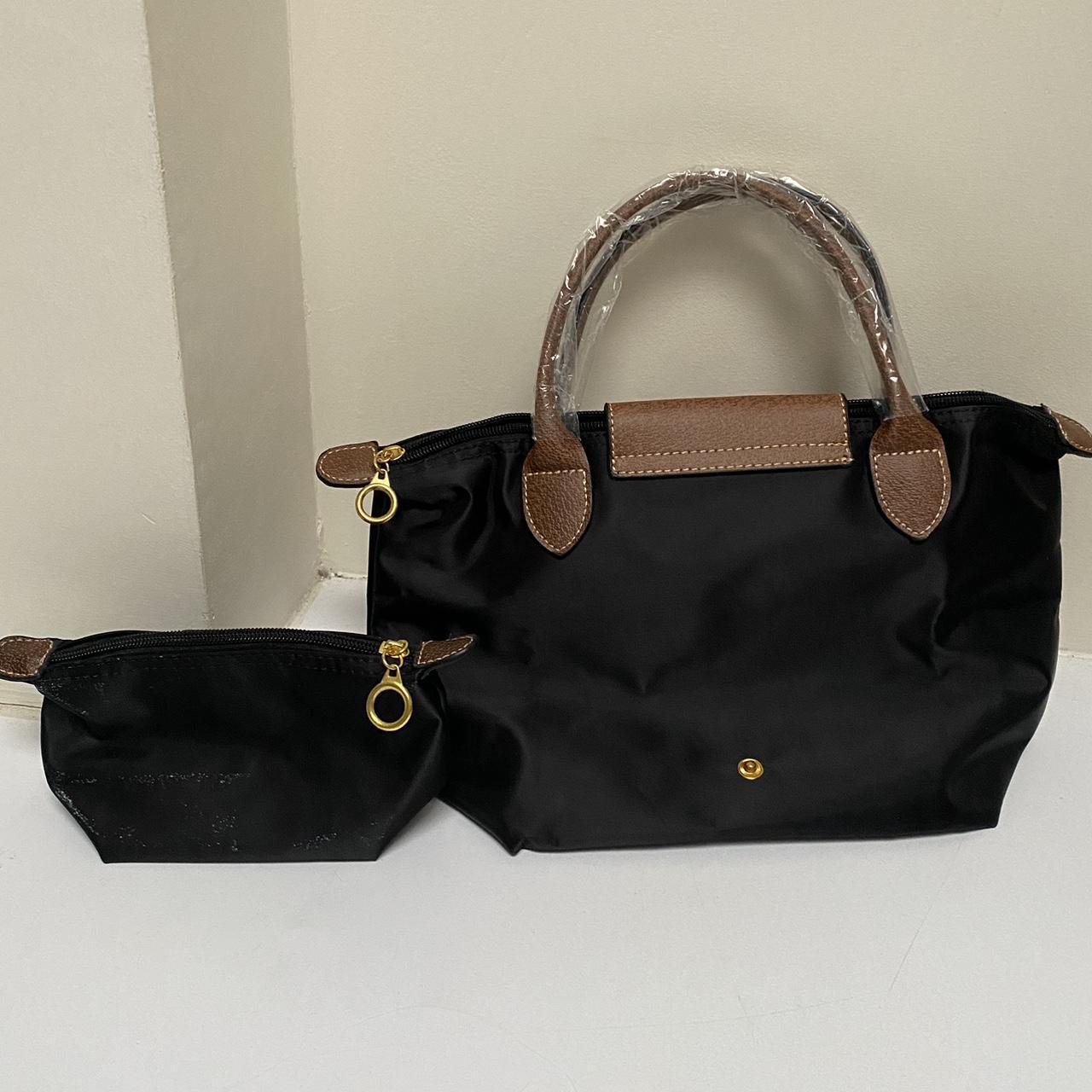Longchamp dupe. Black / brown handbag and matching... - Depop