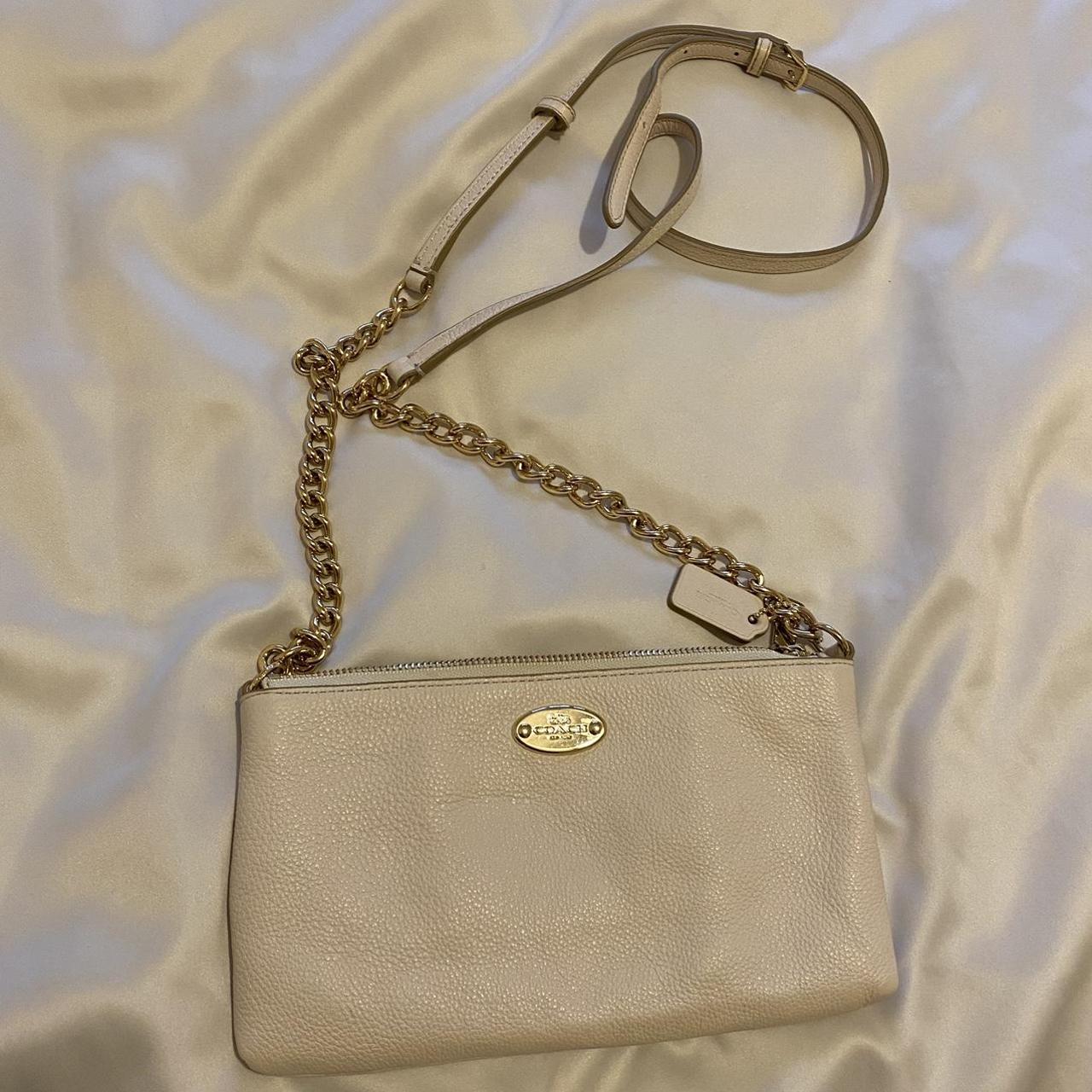 Coach cream crossbody handbag with gold... | Depop