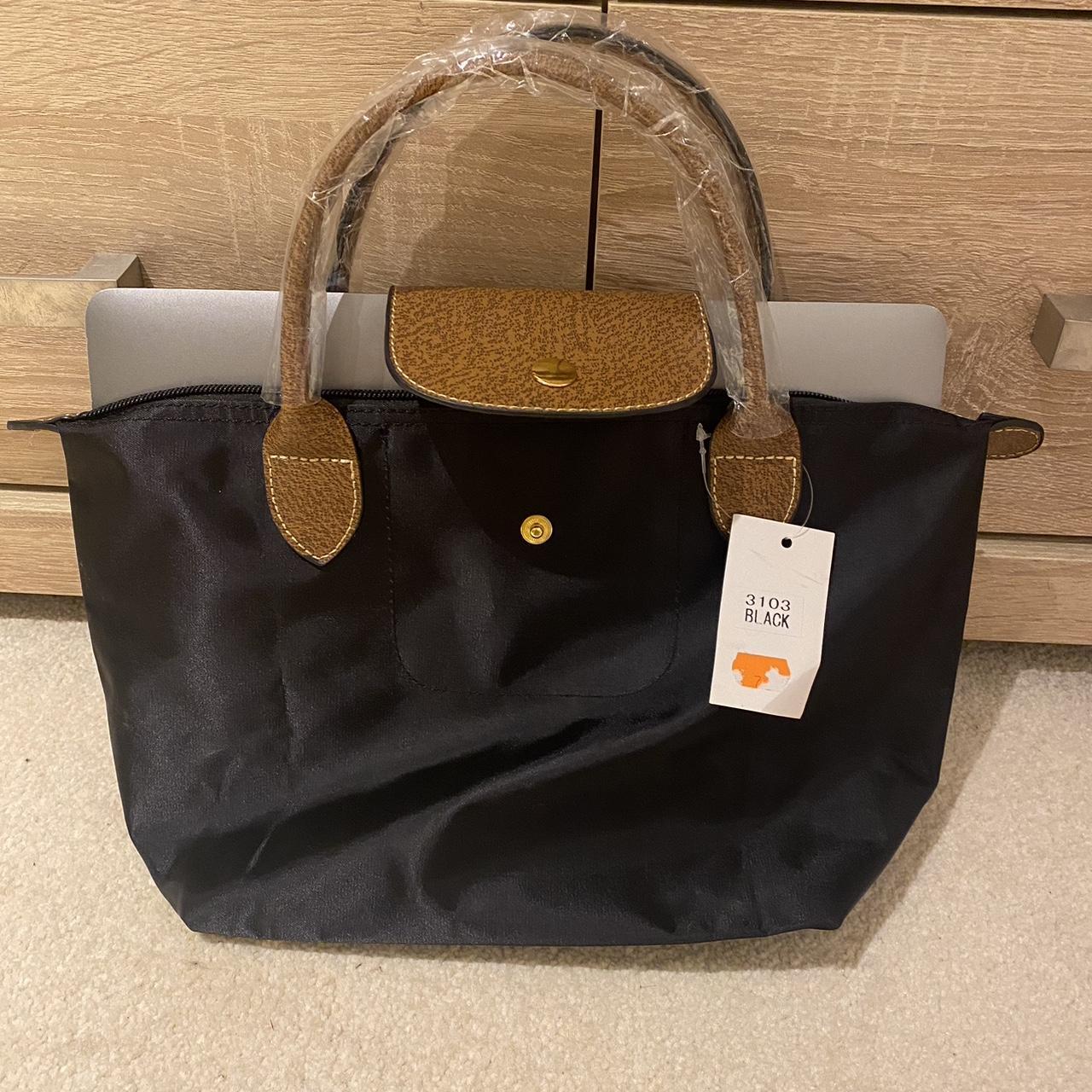 Longchamp dupe. Black / brown handbag and matching... - Depop