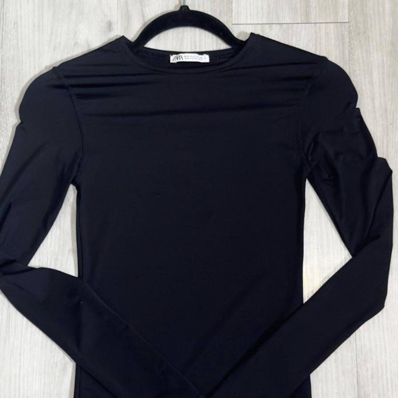 Black Zara XS polyamide long-sleeve top In perfect... | Depop
