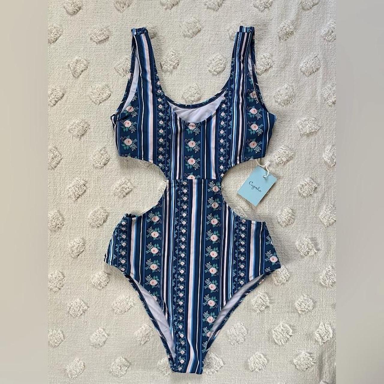 Cupshe Women's Blue and Pink Swimsuit-one-piece | Depop