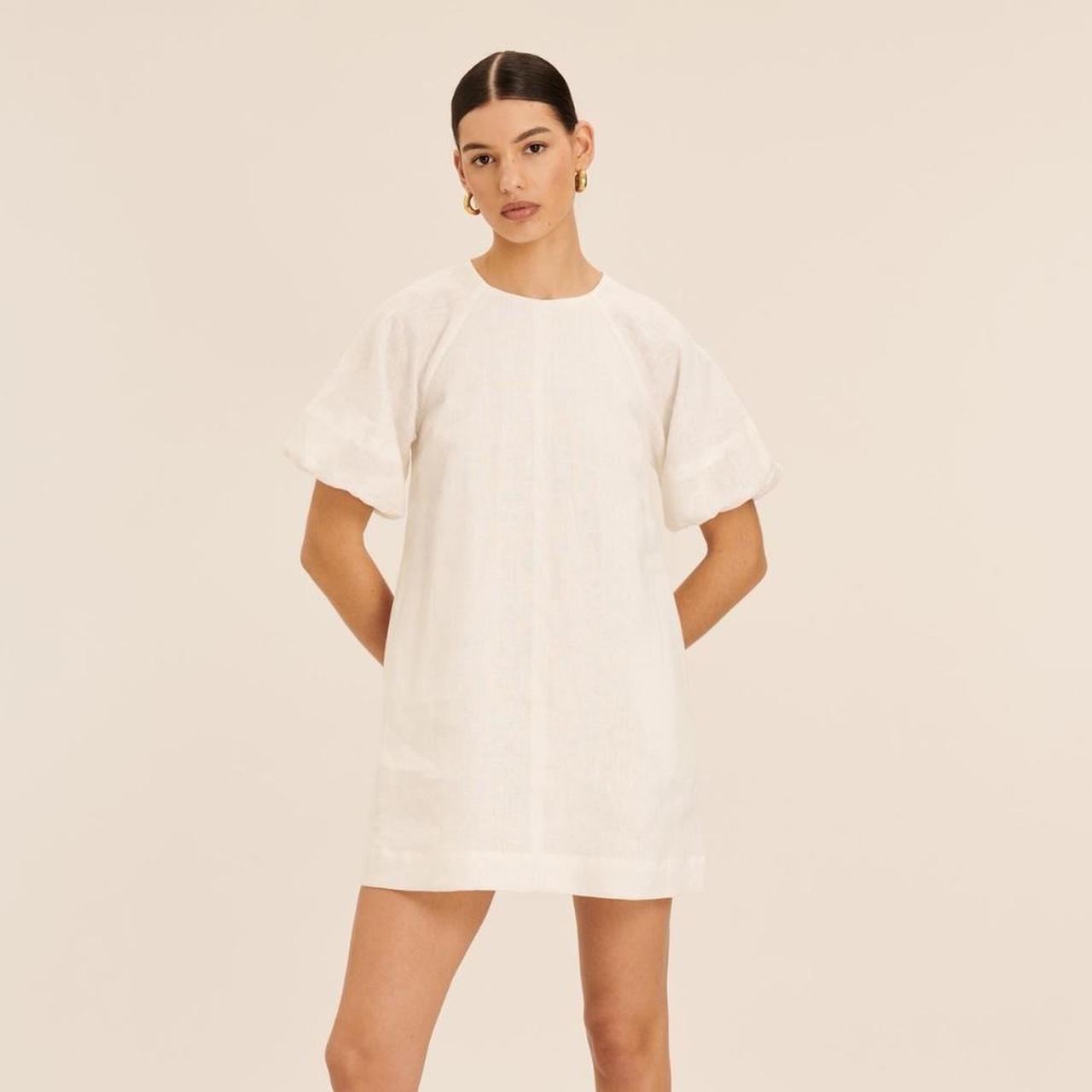 AERE white shift dress Size 10 Pure linen -... | Depop