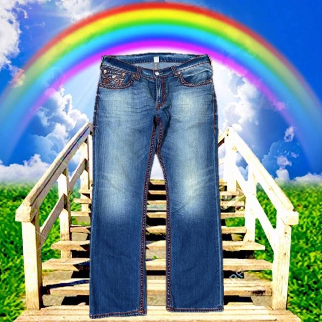 🥀 BEAUTIFUL RED CHAIN STITCH TRUE RELIGION RICKY... - Depop