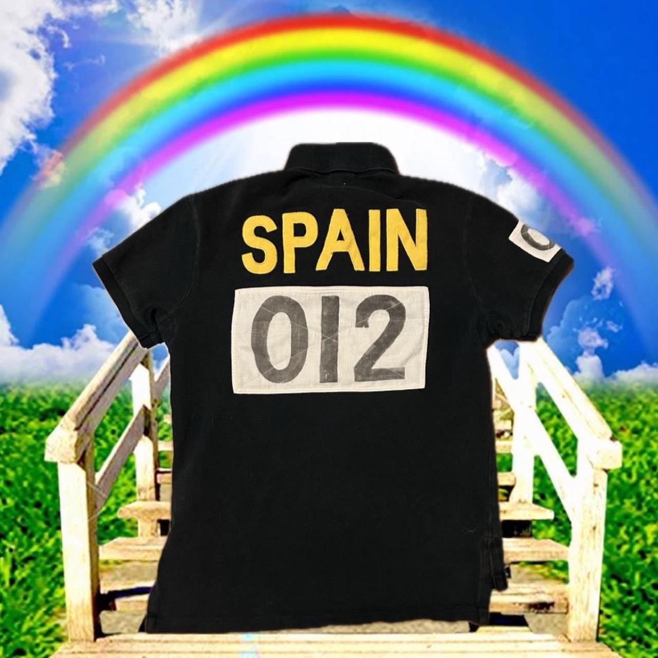 🇪🇸 BEAUTIFUL BLACK SPAIN TRACK AND FIELD POLO WITH... - Depop