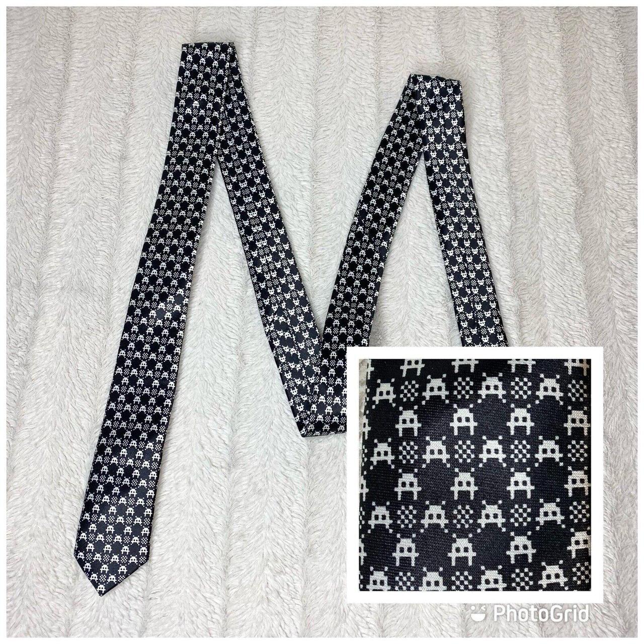 Black White Geek Tie Space Invaders Gamer Them Neck... - Depop