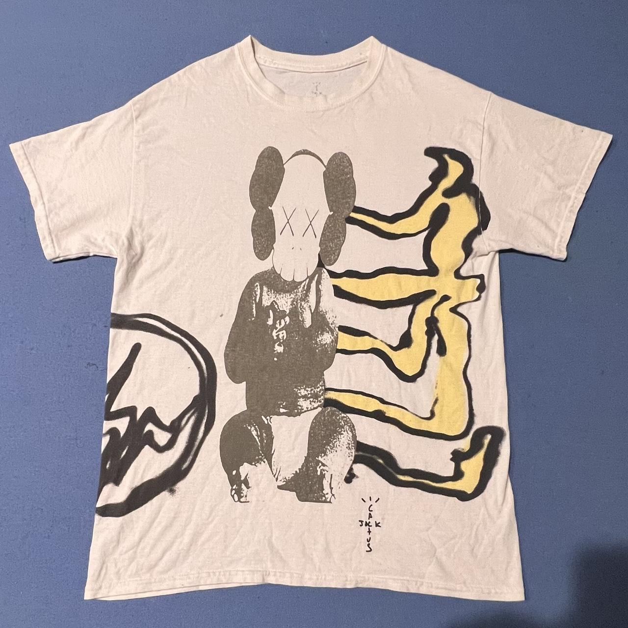 Travis Scott Men's Tan and Grey T-shirt | Depop