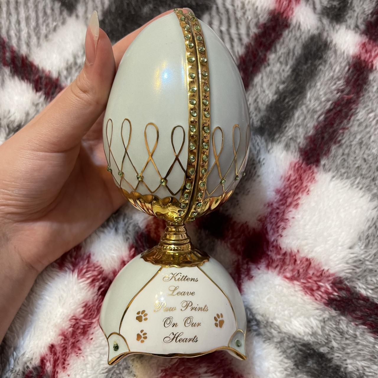 White porcelain cat egg shell music box #cottagecore... | Depop