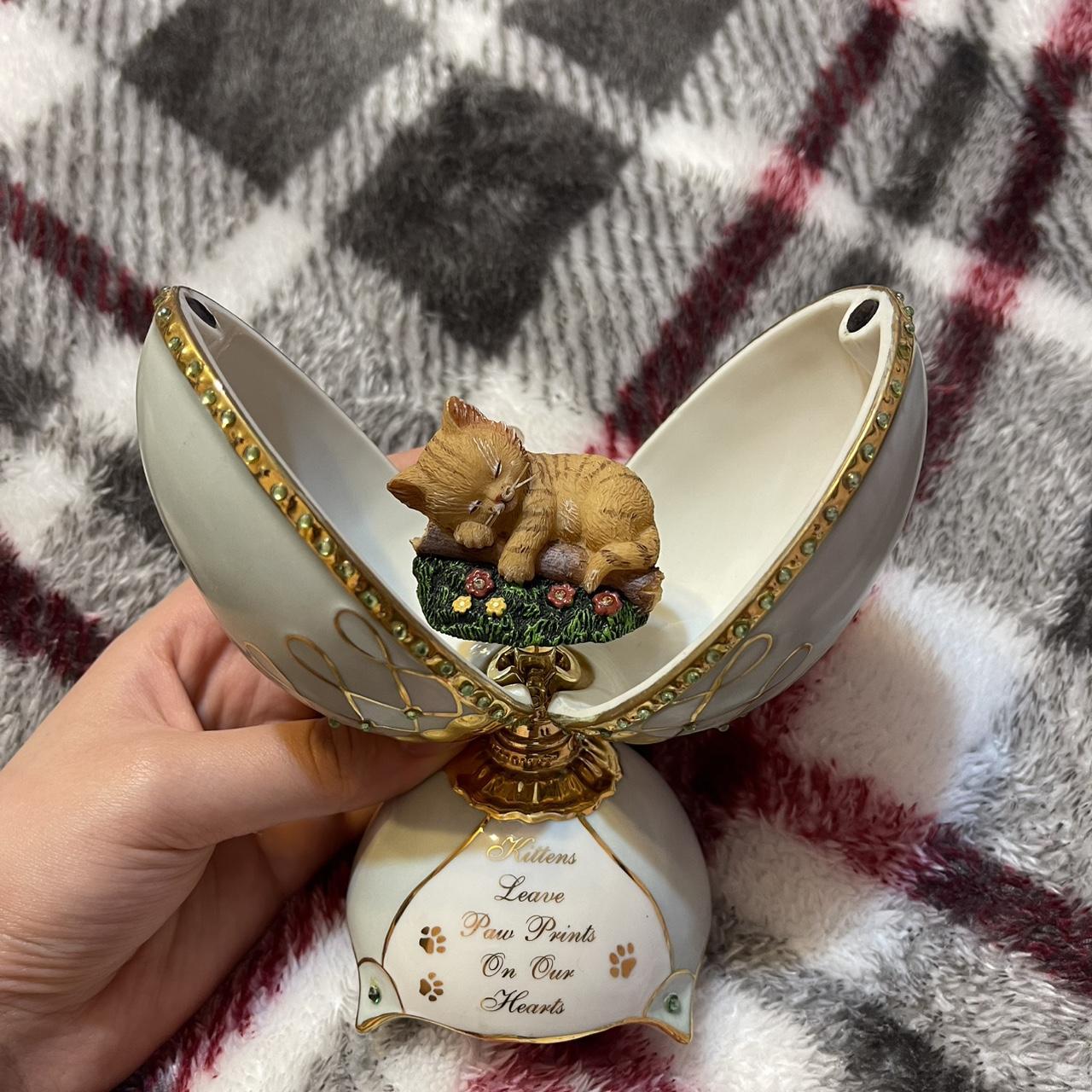White porcelain cat egg shell music box #cottagecore... | Depop