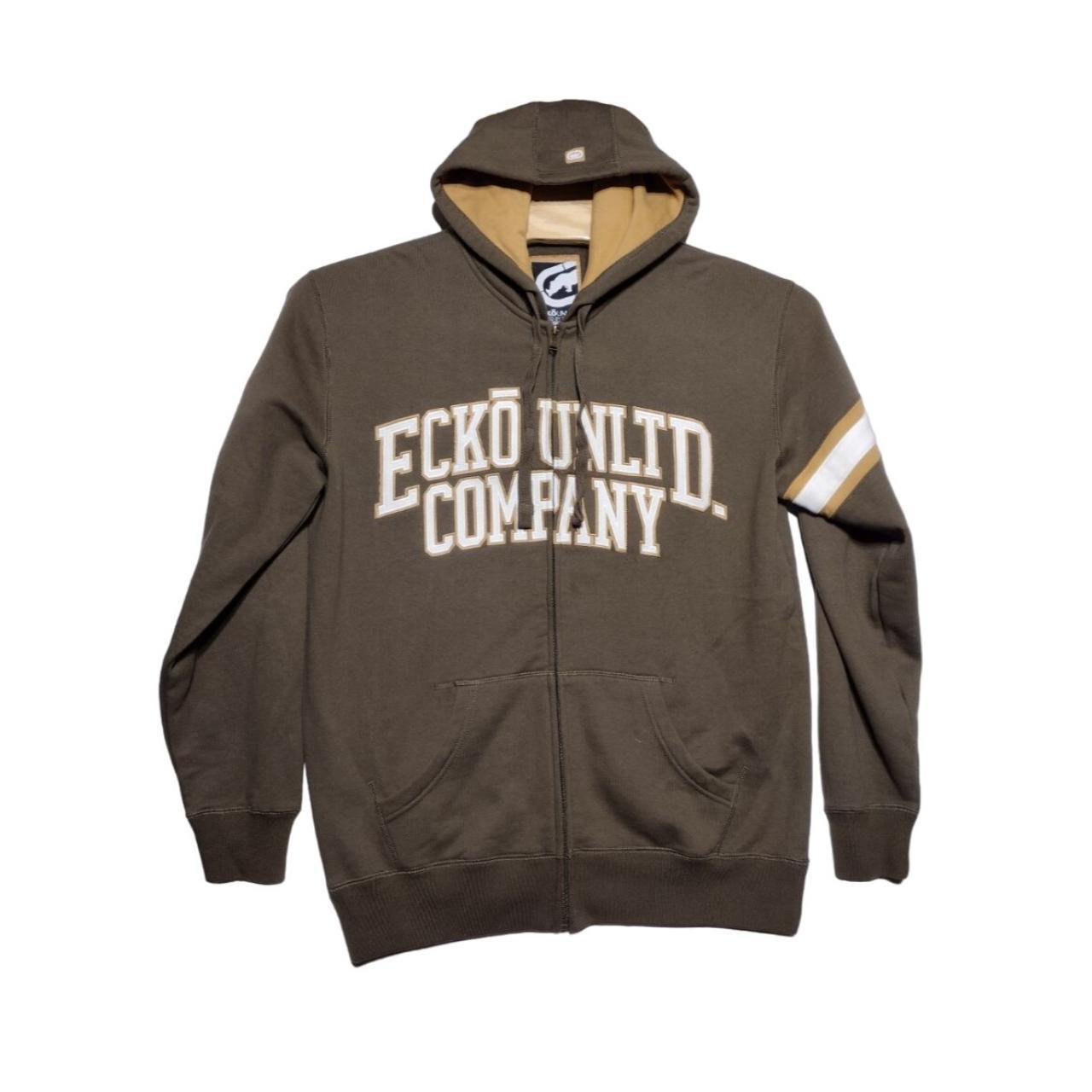 Ecko Unltd. Company Men's Green Zip-up Logo Long... - Depop